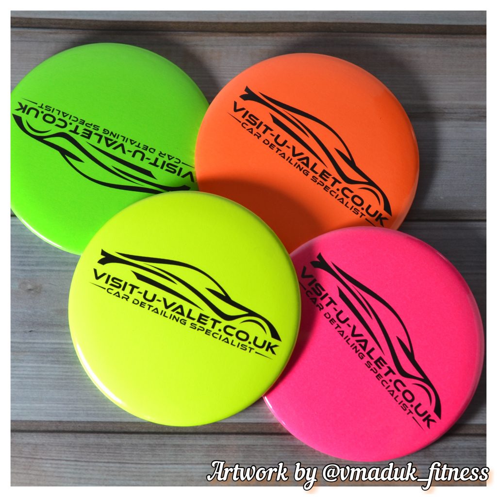 77mm Neon Custom Badges • Free UK Shipping • Badge