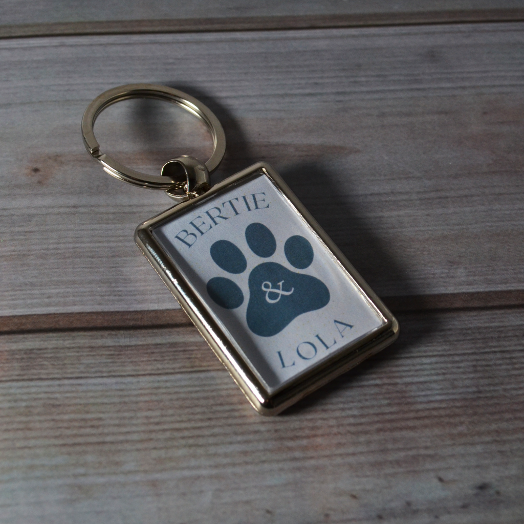 Printed Rectangular Metal Key Rings - Personalised Photo Logo Keyring